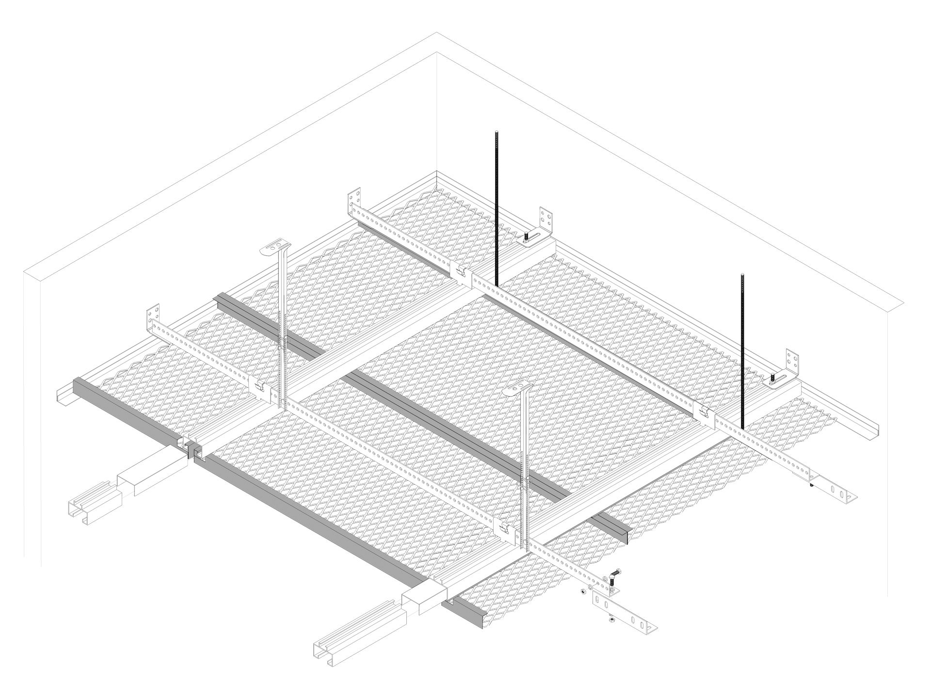 S7 RHOMBOS expanded metal ceiling rail channel system | durlum GmbH